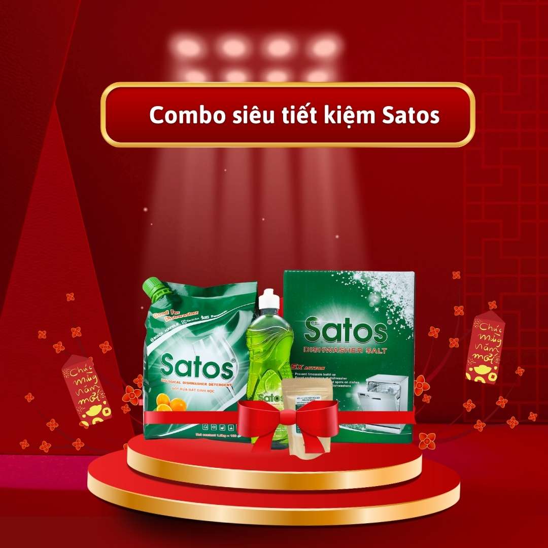 Combo Bột rửa bát + Muối rửa bát + Nước làm bóng Satos